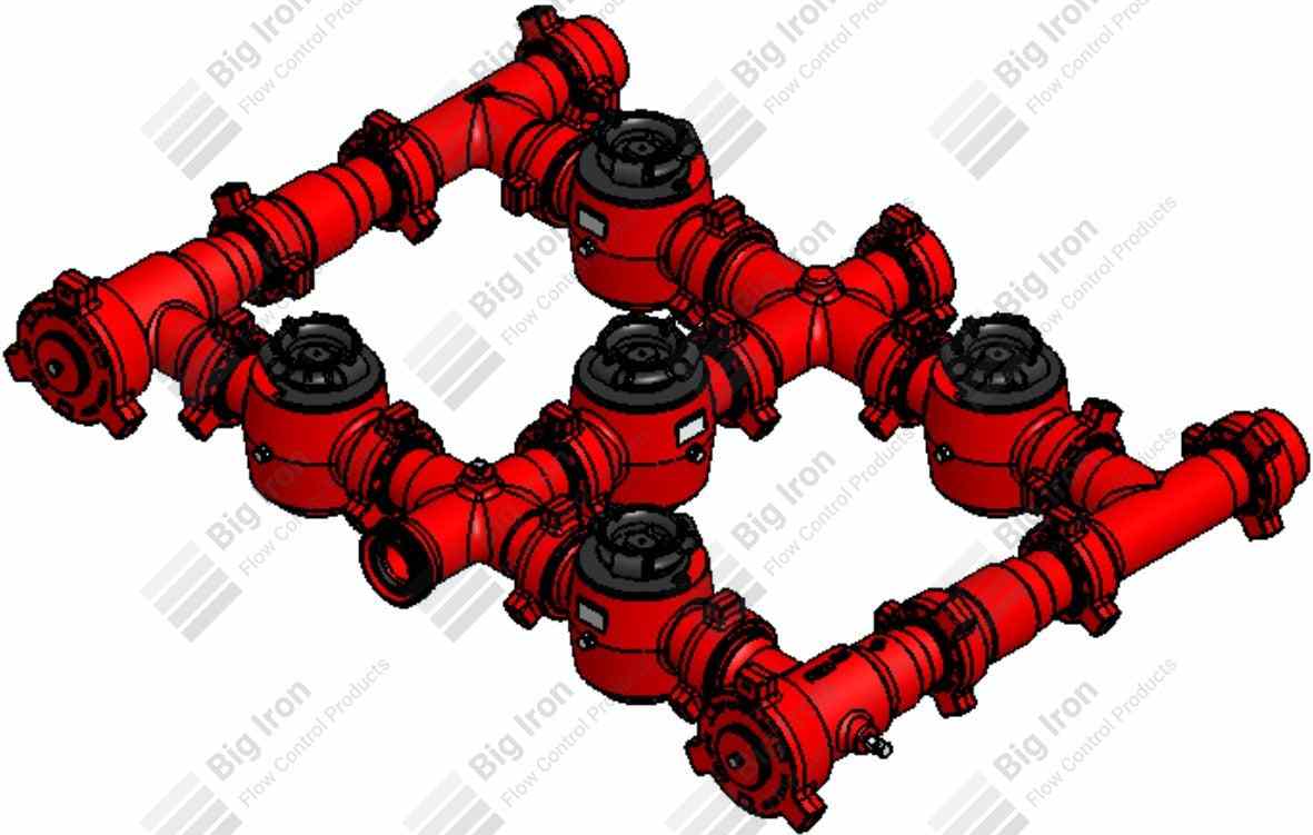 Manifold 3” Fig 602 5 Plug Valve Single Stage W/ 2 Positive Chokes 600 ...